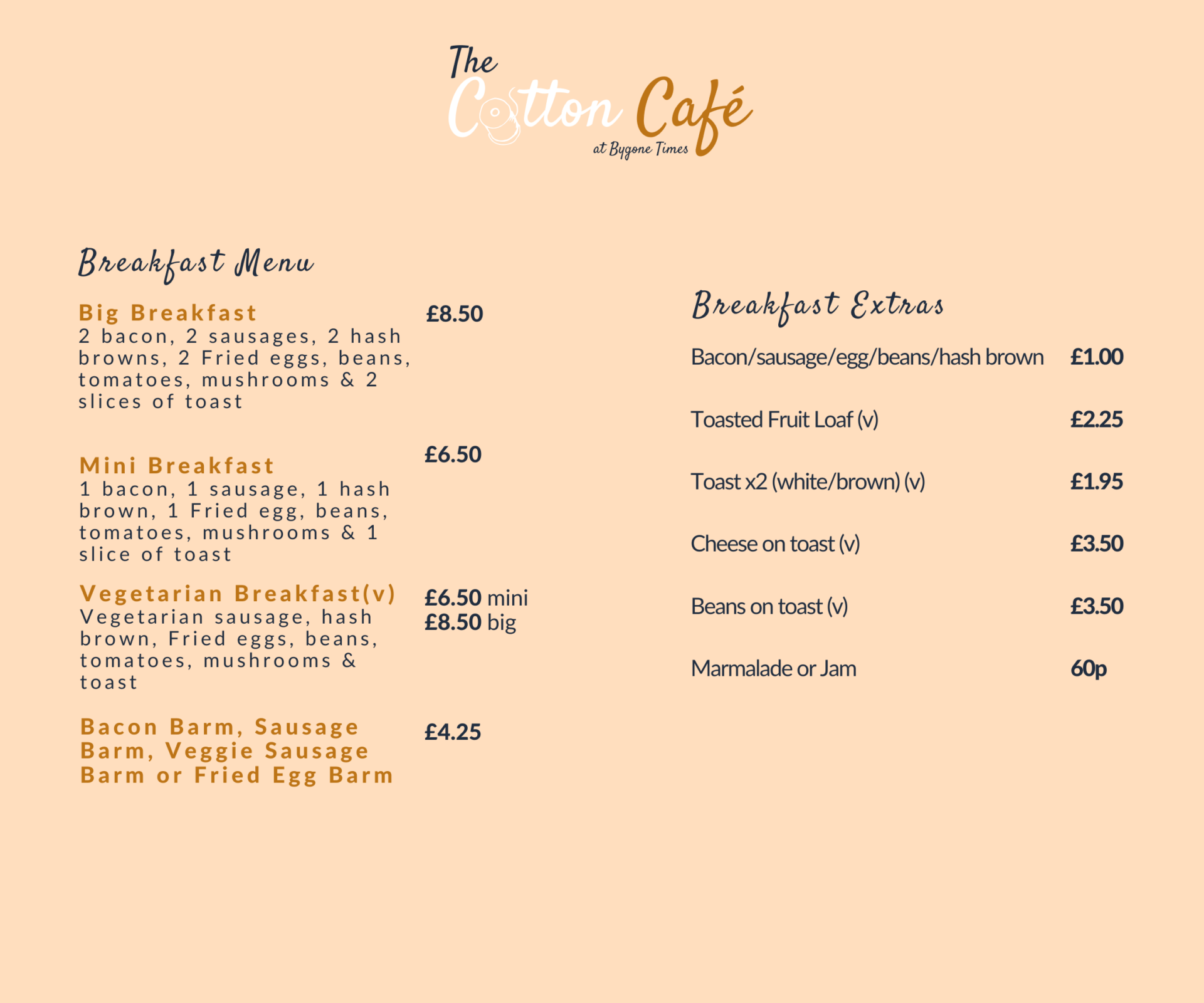 The Cotton Cafe | Food & Hot Drinks at Bygone Times | Bygone Times